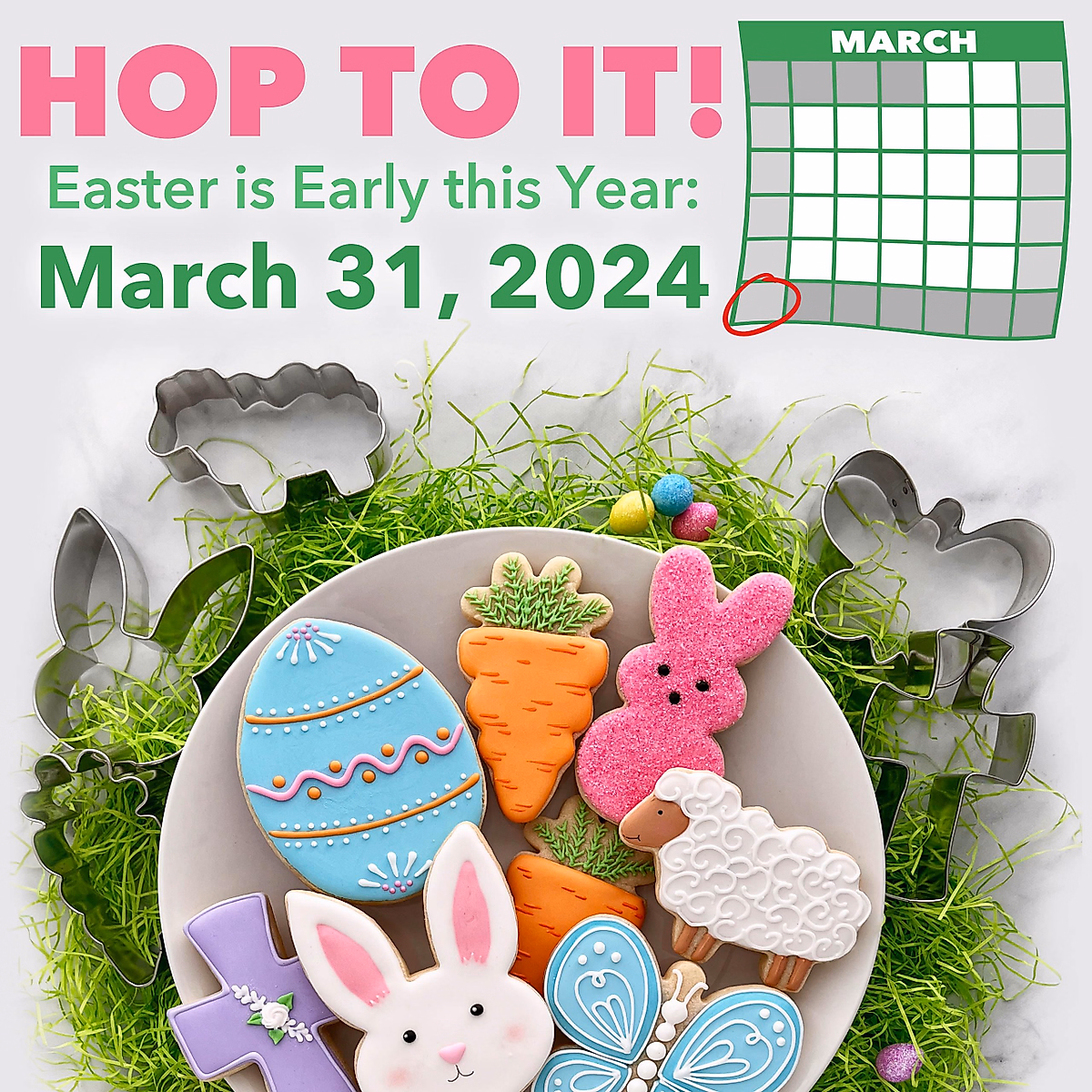 Easter Bunny Cookie Cutters 3-Pc. Set Made in USA by Ann Clark, Easter Bunny Head, Rabbit, Baby Bunny Head