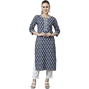 ROYALINK Indian Women's Tunic Tops Cotton Kurta for girls (as1, alpha, x_l, regular, regular) Grey