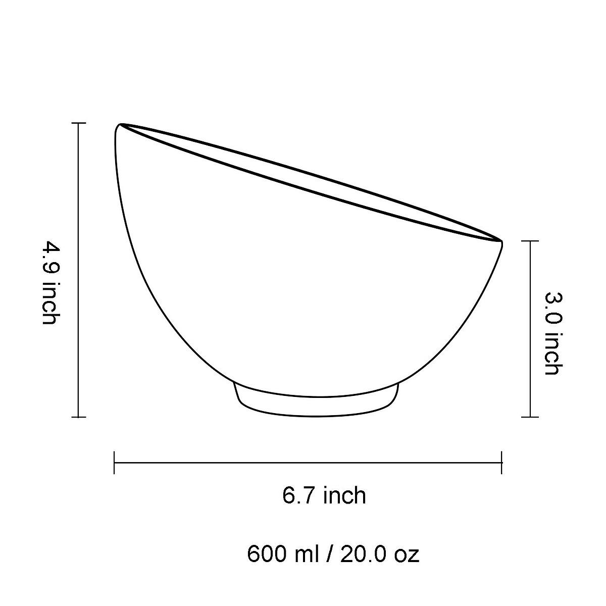 TOSSOW Glass Slant Cut Bowl Set of 2 Clear Glass Fruit Bowl 600ml/20oz Big Mixing Bowl All Purpose Round Serving Bowl Great for Serving Salad Popcorn Dips Condiments Snack Oatmeal and More