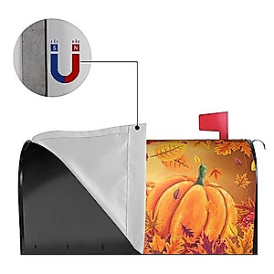 KSLIDS Fall Pumpkin Mailbox Cover Magnetic 18x21 Inches Standard Size Autumn Leaf Thanksgiving Post Letter Box Cover Mail Wraps Garden Decorations for Home Outdoor Yard Decor
