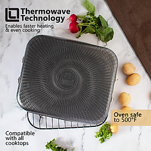 LIVWELL DiamondClad Hybrid Nonstick Frying Pan 14-Inch Quart - Home and Kitchen Gift - Hybrid Cookware Set - Stainless Steel Sauté Pan - Skillets and Frying Pan Nonstick with Rack - Deep Frying Pan