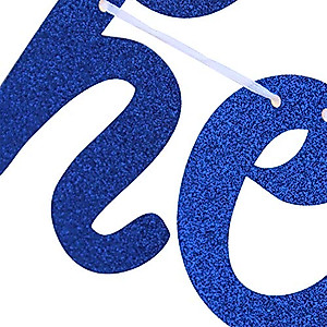 Blue Glitter Let The Adventure Begin Banner - Congrats Grad Bunting Sign - Graduation/Retirement/Bon Voyage/Baby Shower/Moving Party/Travel Theme Party Decorations