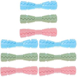 Mipcase 9 Pcs Pet Teething Stick Dog Toothbrush Stick Toy Dog Tooth Brush Chew Toys for Puppies Dog Teething Chew Dogs Teething Toys Teething Toys for Puppies Dental Stick TPR Massage