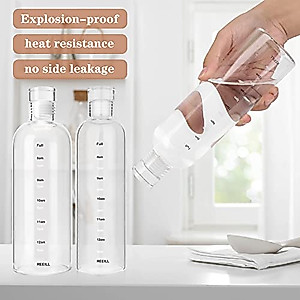 Clear Glass Water Bottles With Time Marker Non-slip Sleeve And Lids, Reusable Glass Drinking Bottles, Drink Water Bottle 26 Oz，Suitable For Drinks, Juices, Sodas, Coke, As Gifts Etc.(750ml)