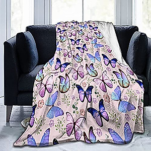 Butterfly Throw Blanket Soft Warm Flannel Fleece Bed Blanket Gift for Men Women Girls Boys Chair Couch 60"x50"