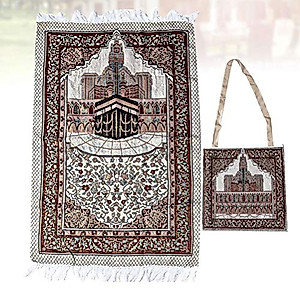 VOSAREA Muslim Prayer Rug Tassel Geometric Printing Prayer Mat Portable Carpet for Meditation Pilgrimage