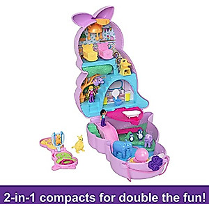 Polly Pocket 2-in-1 Travel Toy Playset, Animal Toy with 2 Dolls & Accessories, Mama & Joey Kangaroo Purse Large Compact