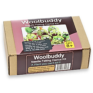 Woolbuddy Needle Felting Kit, Cactus Succulent Monster Felting Kit for Beginner Adults, Felting Supplies and Instructions Included, Unique Design by True Artisan