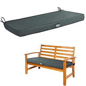 Big Hippo Foam Outdoor Bench Cushion 59 x 18 x 3 Inch, Thickened Soft Patio Furniture Cushions Porch Garden Cushions with Handle and Adjustable Straps-Grey