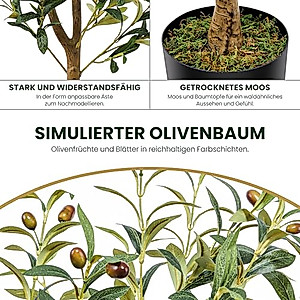 Guheake Artificial Olive Tree 6FT,Tall Faux Olive Tree with with Natural Wood Trunk and Lifelike Fruits, Fake Olive Tree for Home Office Living Room Decor Indoor
