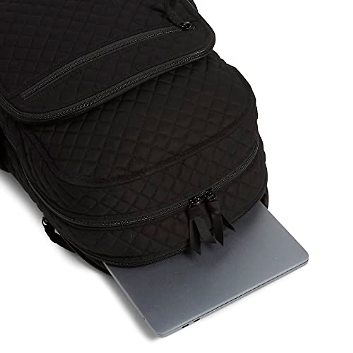 Vera Bradley Women's Cotton Campus Backpack, Black - Recycled Cotton, One Size