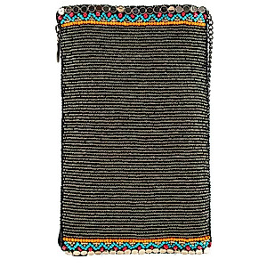 Mary Frances Flaming Hearts Beaded Crossbody Phone Bag, Pewter