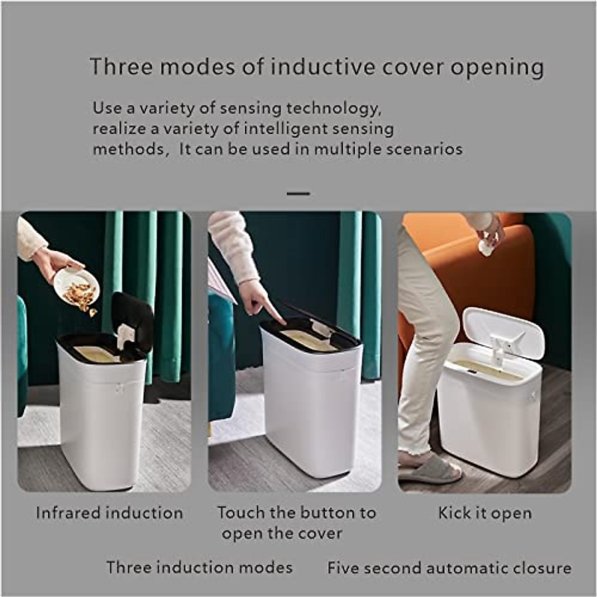 Eyuepu Trash Can 5 Gallon Smart Sensor Garbage 19L Can with Press Top Lid for Bathroom ,Living Room,Office and Kitchen