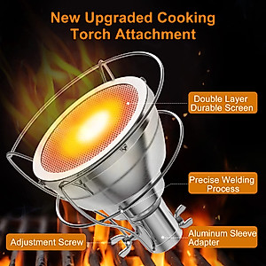 OGERY Cooking Torch Attachment, Pro Grade Chef Kitchen Food Culinary Propane Torch Flamethrower, Outdoor Searing Blow Torch Handheld Broiler for Sous Vide Grilling, Desserts(Torch Not Included)