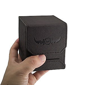 Zoopin Leather Deck Box-Black for Collectible Cards-MTG,Yugioh,Pokeman,TES Legacy,Munchkins CCG Decks and Also Small Tokens or Dice- Hold 80 Sleeved Cards or 150 Naked Cards …