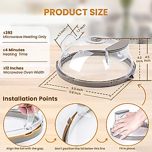 Gracenal Microwave Splatter Cover for Food, Upgraded Microwave Cover with Water Steamer, Integrated Handle, 10” Plate Covers, Splatter Guard, Kitchen Gadgets & Accessories, House Essentials for Gift