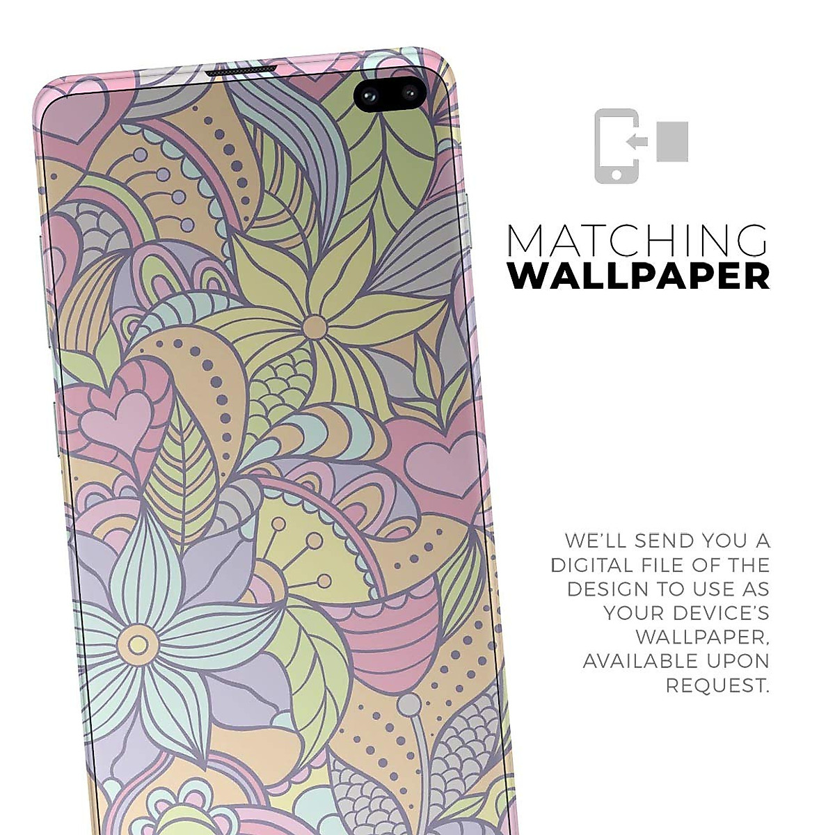 DesignSkinz Vibrant Color Floral Pattern Protective Vinyl Decal Wrap Skin Cover Compatible with The Samsung Galaxy S20 (Screen Trim & Back Glass Skin)