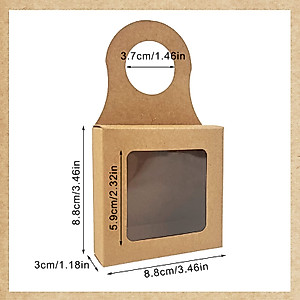 30 Count Kraft Paper Wine Bottle Box, Foldable Hanging Wine Boxes Gift Boxes with Window for Decoration Bottle Hanger Favor Box