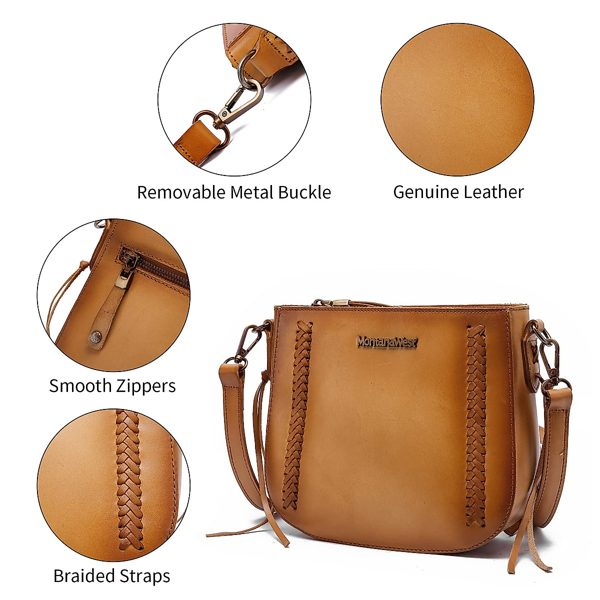 Montana West Crossbody Bags for Women Genuine Leather Cell Phone Purse Wallet Shoulder Bag Travel Purse MWG01-9065TN