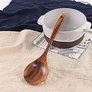 5 Pcs Best Wooden Spoons for Cooking Kitchen Utensils Set Non Stick Spoon Acacia Wood Utensil Cooking Spatula Turner Slotted Spoon Flat Wooden Spatula Set Mixing Cooking Spoons Kitchen Utensils