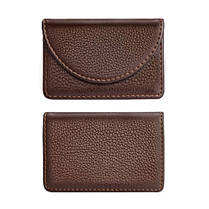 Ocadux Leather Business Card Holder Case for Men or Women Pocket Business Card Wallet Name Card Case Holder with Magnetic Shut, Holds 25 Business Cards, Coffee