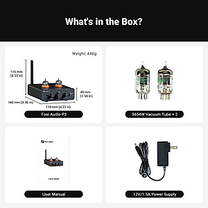 Fosi Audio P3 Tube Preamp Headphone Amplifier Home Audio Preamplifier Mini Vacuum Pre Amp Receiver with Bluetooth aptX LL HD Bass Treble Tone Controls for HiFi Stereo Active Speakers with RCA AUX Jack