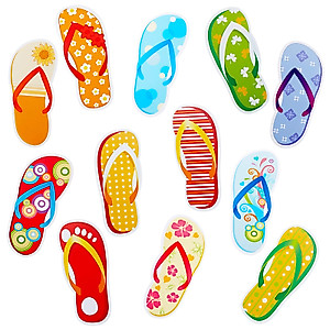 Flip-Flop Accents Colorful Flip-Flop Cutouts Bulletin Board Cutouts Wall Decoration for School Playroom Baby Nursery Kids Bedroom (60 Pieces)
