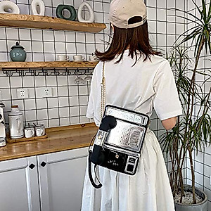 KUANG! Women Reflective Laser Fashion Telephone Shaped Shoulder Bag Ladies Funny Crossbody Bag Chain Purse for Girls