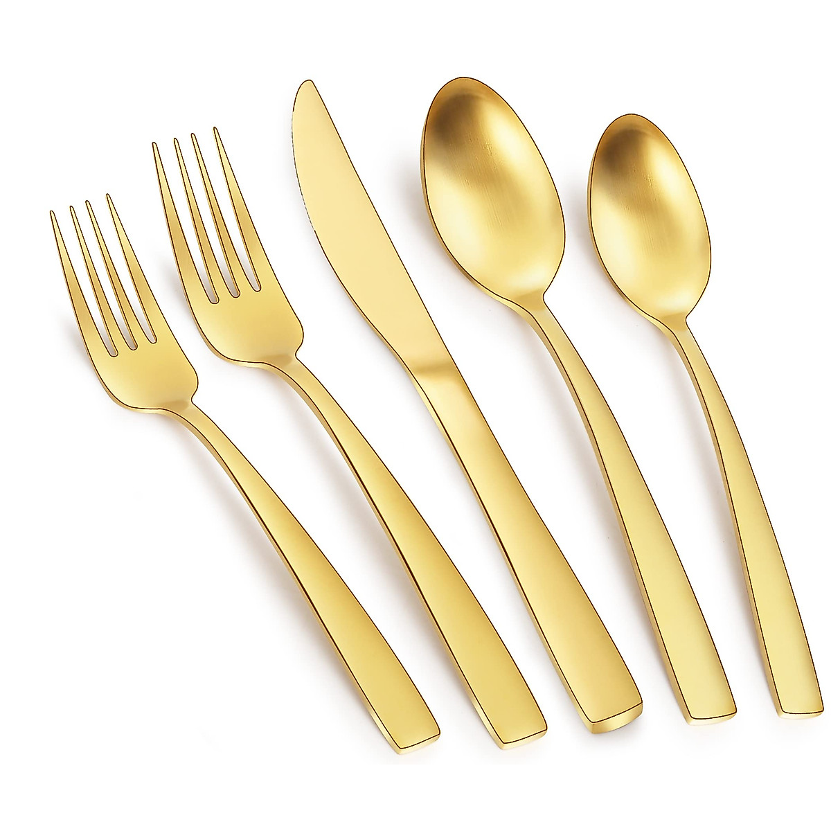 Matte Gold Silverware Set for 6 Thickened Food-grade 30-Piece Flatware Set Stainless Steel Modern Design Cutlery Set for Home Restaurant Party, Dishwasher Safe