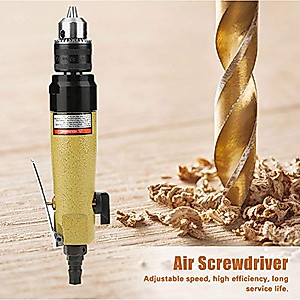 Straight Pneumatic Drill 900rpm Air Power Drill High Speed Pneumatic Drilling Engraving Polishing Tool with Adjustable Inlet Valve Wrench Chunk Key Inlet Port