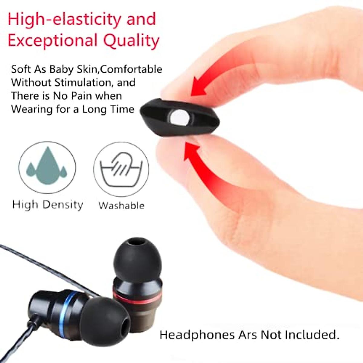 Earbud Tips 9 Pairs Replacement Earbud Tips Earbuds Replacement Tips Headphone Earbud Tips Fit For Inner Hole From 4mm-5.5mm Earphones Earbud Replacement Tips Ear Bud Replacement Pieces Silicone Black