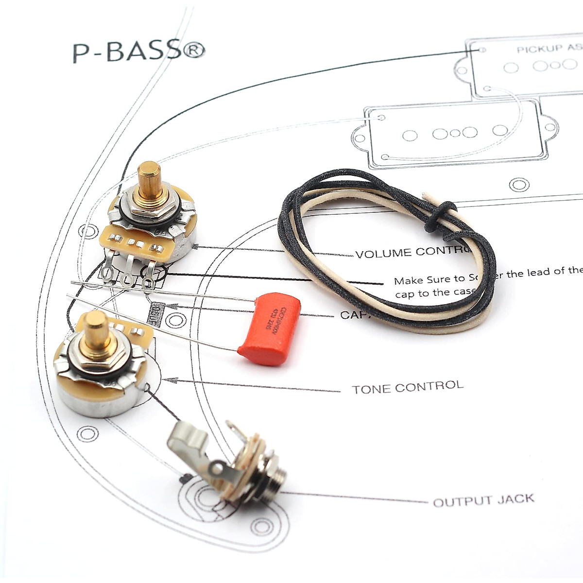 TAOT Wiring Kit for Precision Bass P-Bass - Orange Drop Cap