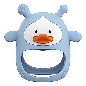 Teething Toys for Babies 0-6 Months, Never Drop Silicone Baby Teether, Hand Pacifier for Sucking Babies, Soothing Pain Relief, Best Chew Toy for Teething Baby, Teething Mitten for New Born - Blue