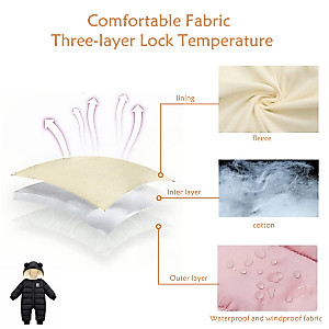 CHAOJIESI Baby Hoodie Jacket Infant Newborn Jumpsuit Snow Suit Winter Zip Up Long Sleeve Puffer One-Piece Coat Black 0-6 Months