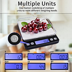 Kitchen Digital Food Scale, High Accuracy Mini Food Scales Digital Weight Grams and Oz for Cooking, Baking, Jewelry, Tare Function, 2 Trays, LCD Display (3000g/0.1g)
