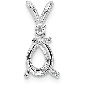14K White Gold 4 Prong Pear Pendant Setting 4.5x2.5mm