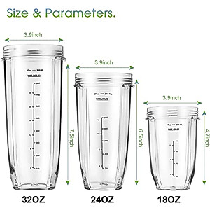 Replacement Part for Nutri Ninja Blender 2-Pack 32oz Replacement Cups Compatible with Nutri Ninja Auto-iQ Series Blenders