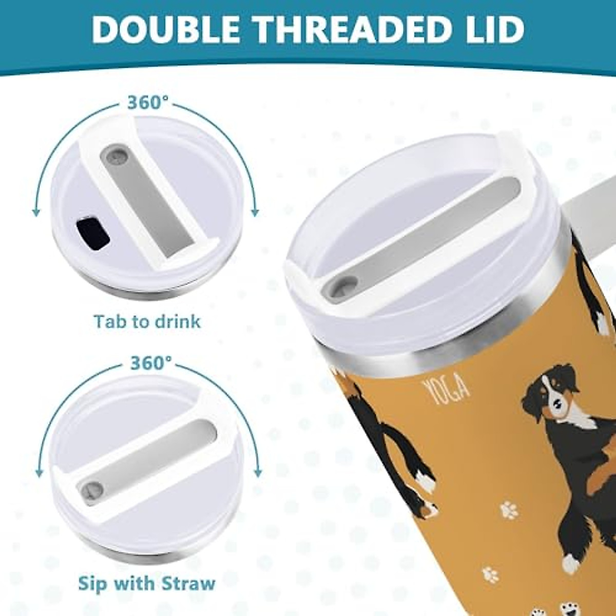 RPLIFE Cute Dogs Coffee Tumbler, Stainless Water Bottle, Insulated Coffee Cups with Lids, Coffee Tumbler for Women