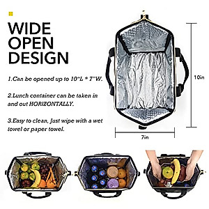 YASSIBY Women's Insulated Lunch Bag, Fashion Wide Tote Bag, Reusable Lunch Box, Water Resistant, For Work, Travel, Picnic.(Hummingbird-Large)