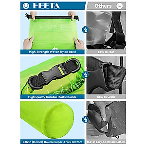 HEETA Dry Bag Waterproof for Women Men, Roll Top Lightweight Dry Storage Bag Backpack with Phone Case for Travel, Swimming, Boating, Kayaking, Camping and Beach (Transparent Lemon Green, 10L)