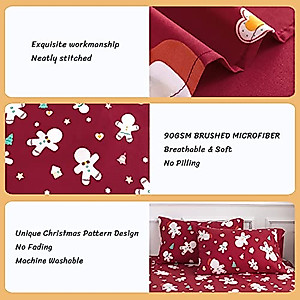 KACEMOO Twin Size Christmas Sheet Set Soft 1800 Thread Count Christmas Sheets Printed Bed Sheets, Deep Pocket Warm Sheet Winter Holiday Sheets Machine Washable Patterned Double Brushed Bed Sheets
