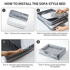 LNSSFFER Orthopedic Large Dog Bed, Faux Fur Material, 36 x 27 x 6.5 Inch, Supports 50 lbs