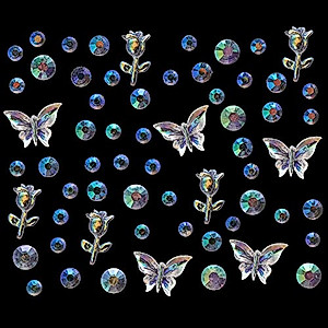Butterflies Face Gems Stick Jewels for WomenSelf Adhesive Nail Eye Body Rhinestones Gems Women Festival Nail Decor Rhinestone Stickers Rave Party Club Temporary Tattoos (Cute Animals)