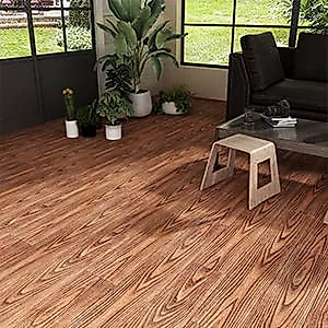 YENHOME 15 Tiles Walnut Wood Vinyl Flooring Peel and Stick Floor Tile Sticker Wood Wall Panels for Walls Peel and Stick Flooring Tiles for Bathroom Kitchen Waterproof Laminate Flooring 36" X 6"