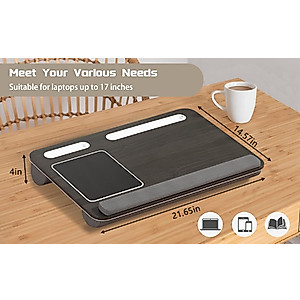 MCMACROS Laptop Lap Desk Home Office with Cushion, Mouse Pad, and Phone Holder for Couch Bed, Dorm Room Essentials as Computer Laptop Stand, Book Tablet- Fits Up to 17 Inch Laptops, Oak Grey