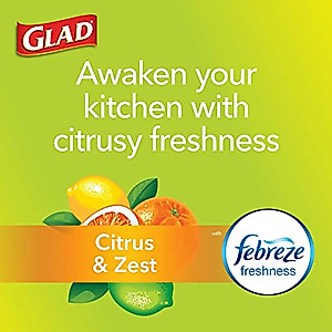 GLAD ForceFlex Tall Drawstring Trash Bags, 13 Gallon Grey Trash Bags for Tall Kitchen Trash Can, Citrus & Zest with Febreze Freshness to Eliminate Odors, 40 Count - Packaging May Vary
