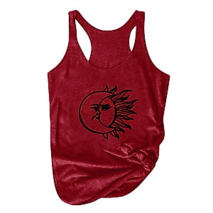 Padaleks Tank Top for Women Funny Letters Print Sleeveless T-Shirt Vest O-Neck Casual Graphic Tees Summer Tunics