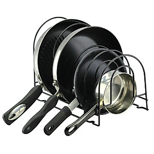 Pan Rack Organizer Holder for Kitchen, Countertop, Cabinet, and Pantry (BlackII)