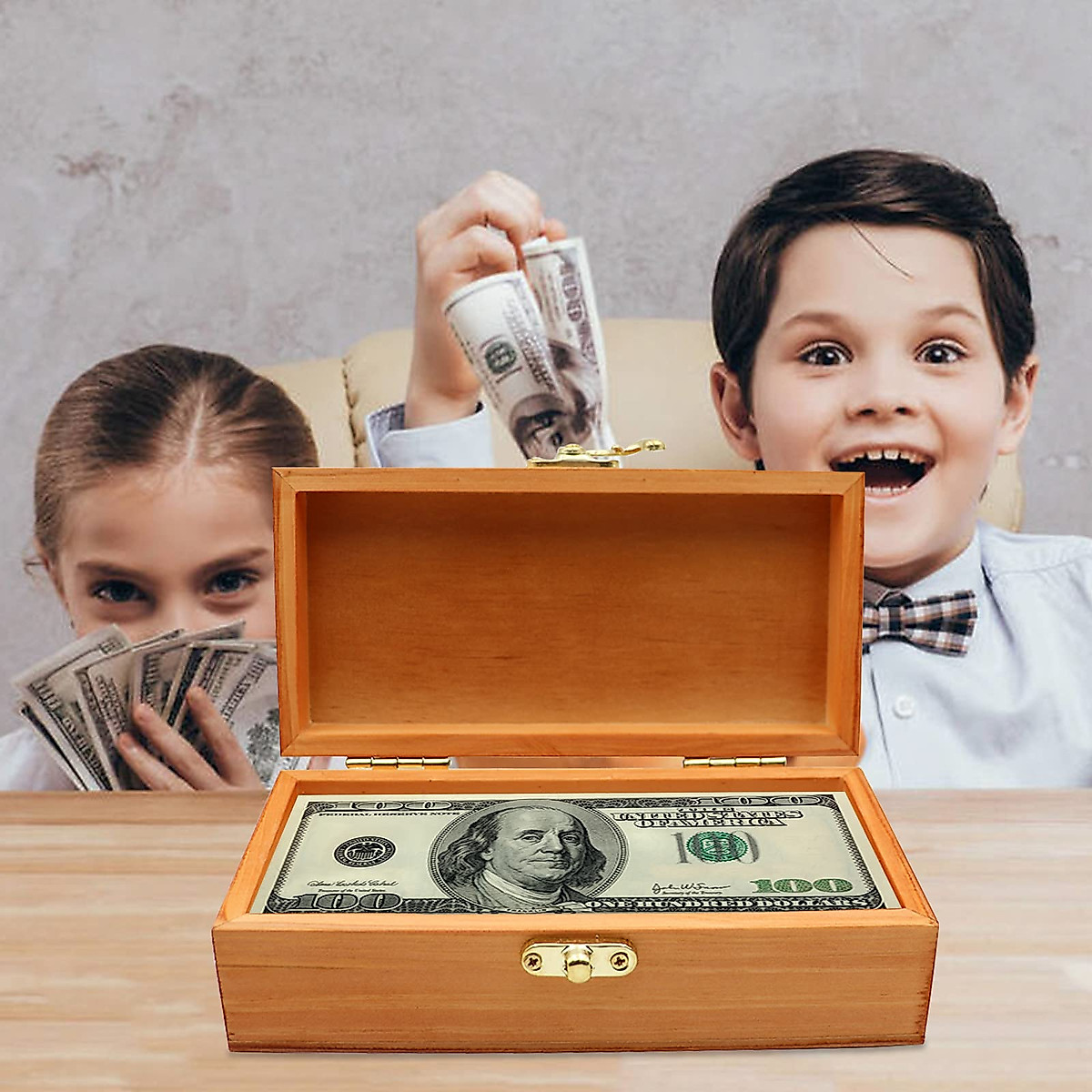 Wooden Lockable Currency Tray, Single Row Currency Tray, Cash Organizer Money Storage Box, Money Organizer for Cash (Bronze)