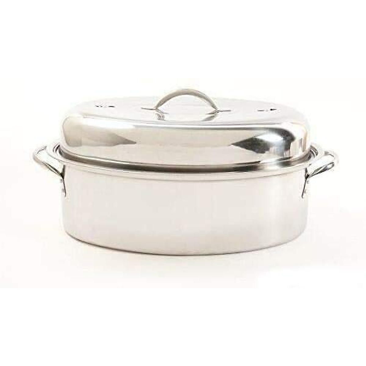 Stainless Steel Turkey Roaster with Lid and Rack, Oval Roasting Pan Rack and Lid - Large Covered Turkey Roasting Pan with Top - Stainless Steel Oval Roaster Pan with Top - High Dome Roaster